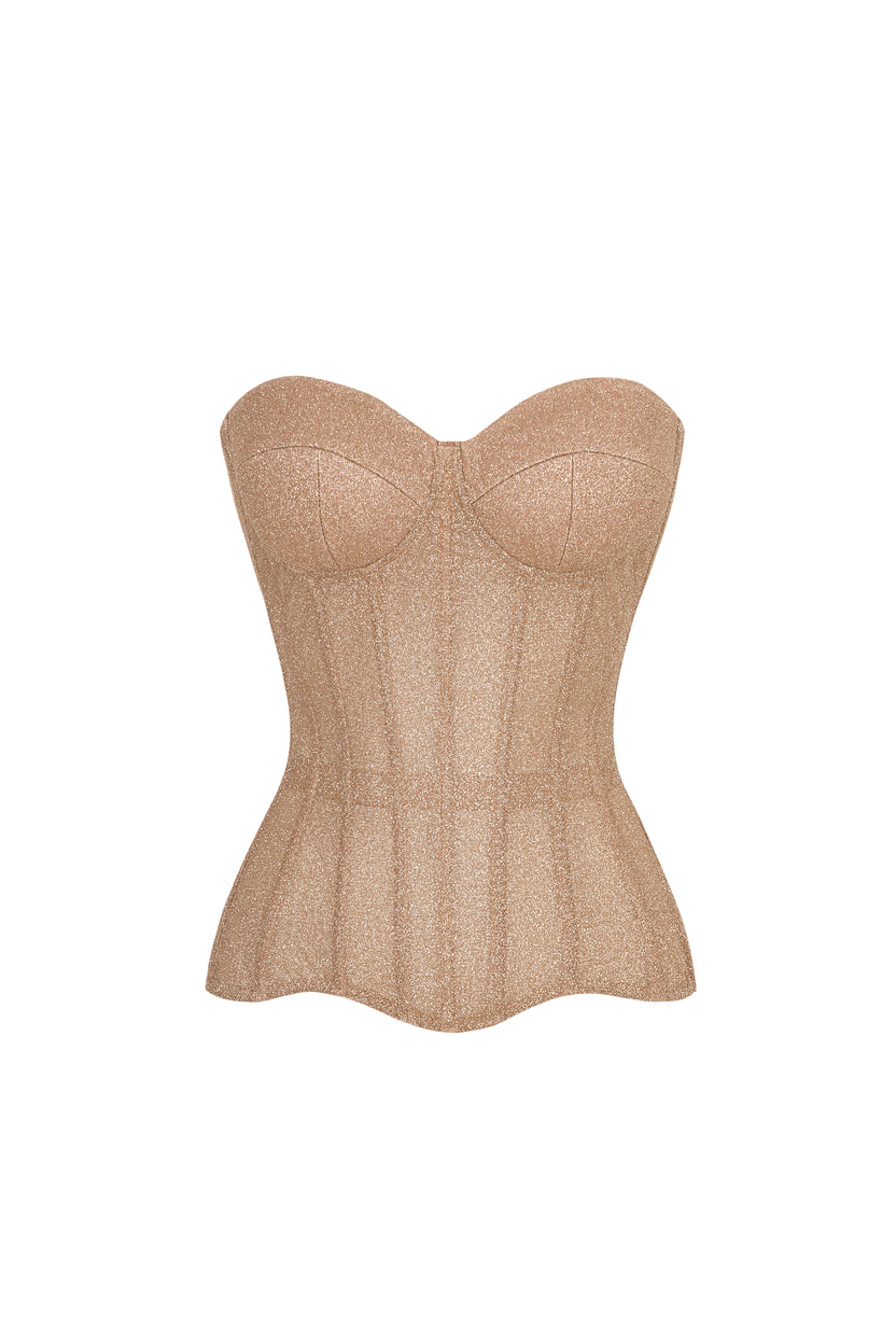 Brilliance drop Shiny bronze corset - STATNAIA