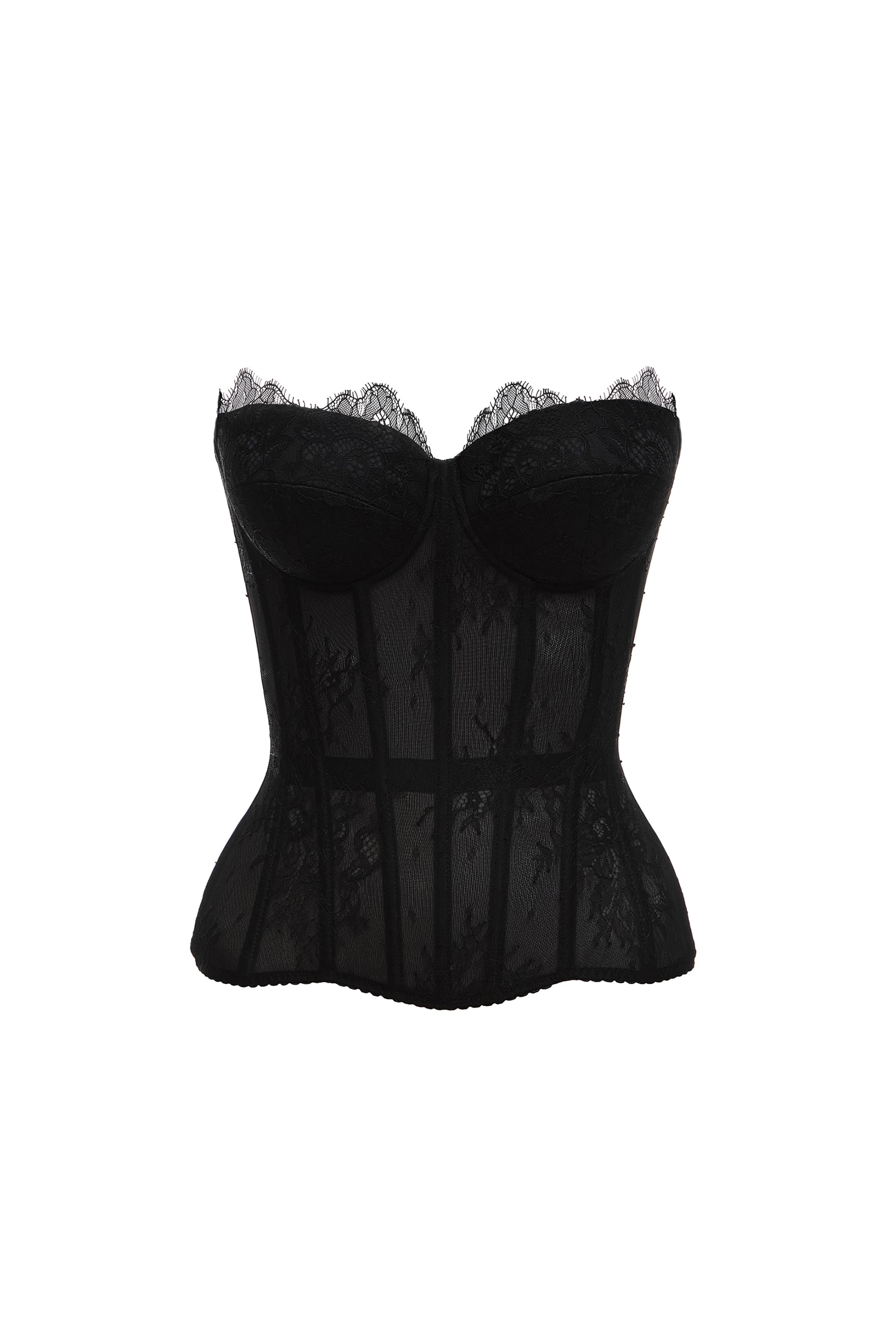 Lace black corset on black base - STATNAIA