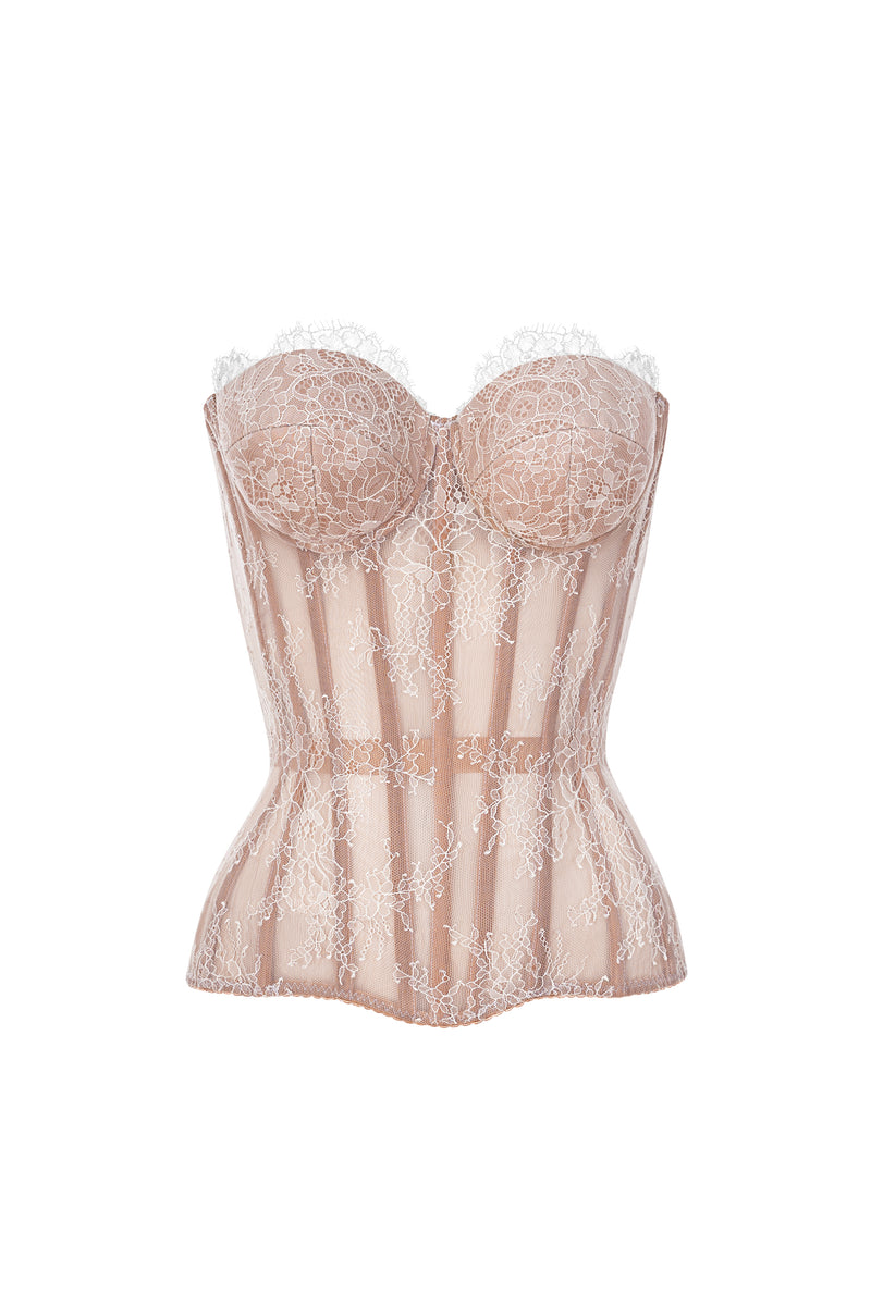 Lace Beige Corset With Cups Statnaia
